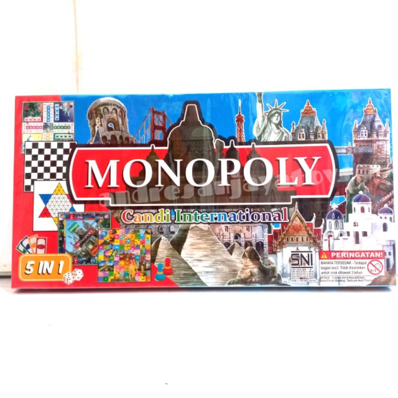 Jual Board Game Mainan Monopoli 5in1 Ular Tangga Ludo Monopoli Candi ...