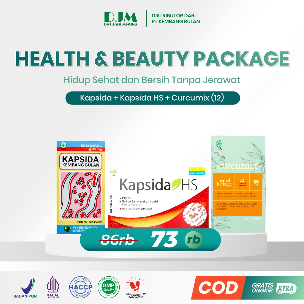 Jual [HEALTH & BEAUTY PACKAGE] 1 Kapsida + 1 Kapsida HS + Curcumix isi ...