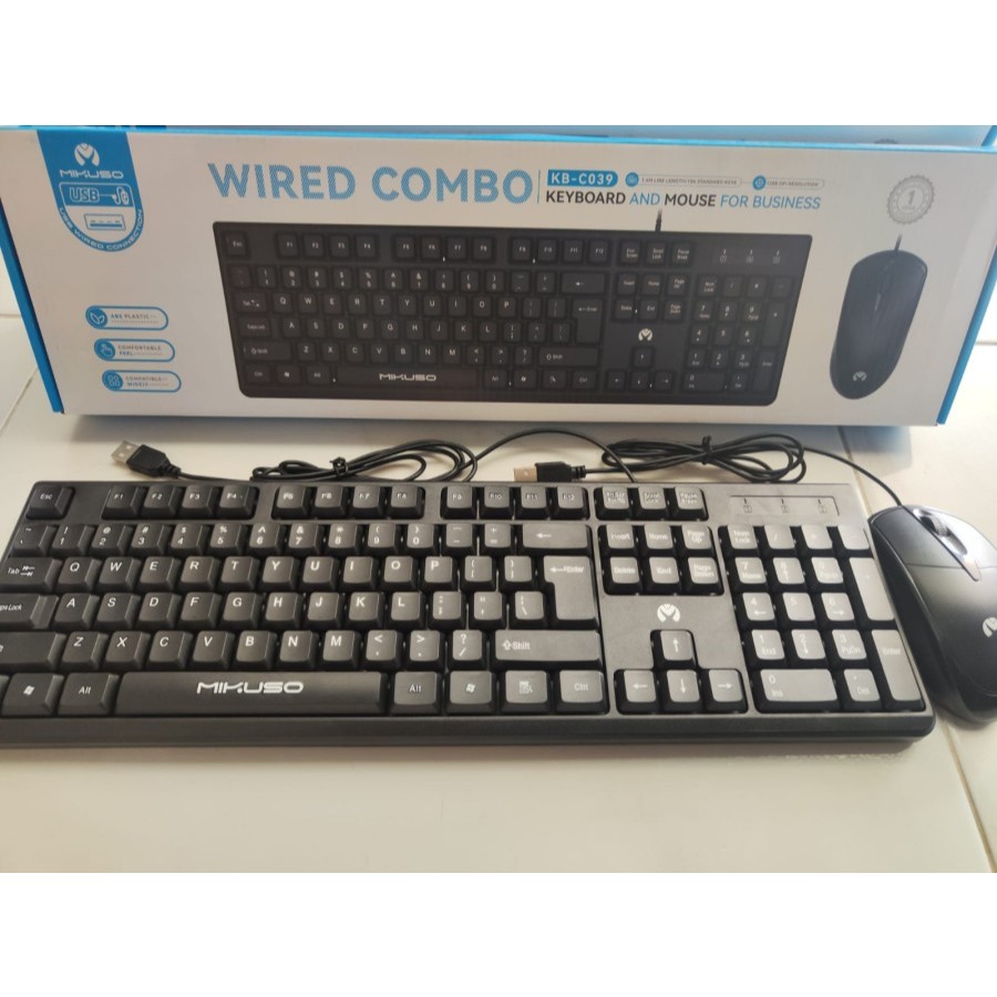 Jual Keyboard Mouse USB Mikuso KB-C039 Wired Combo Set K+M PC Komputer | Shopee Indonesia