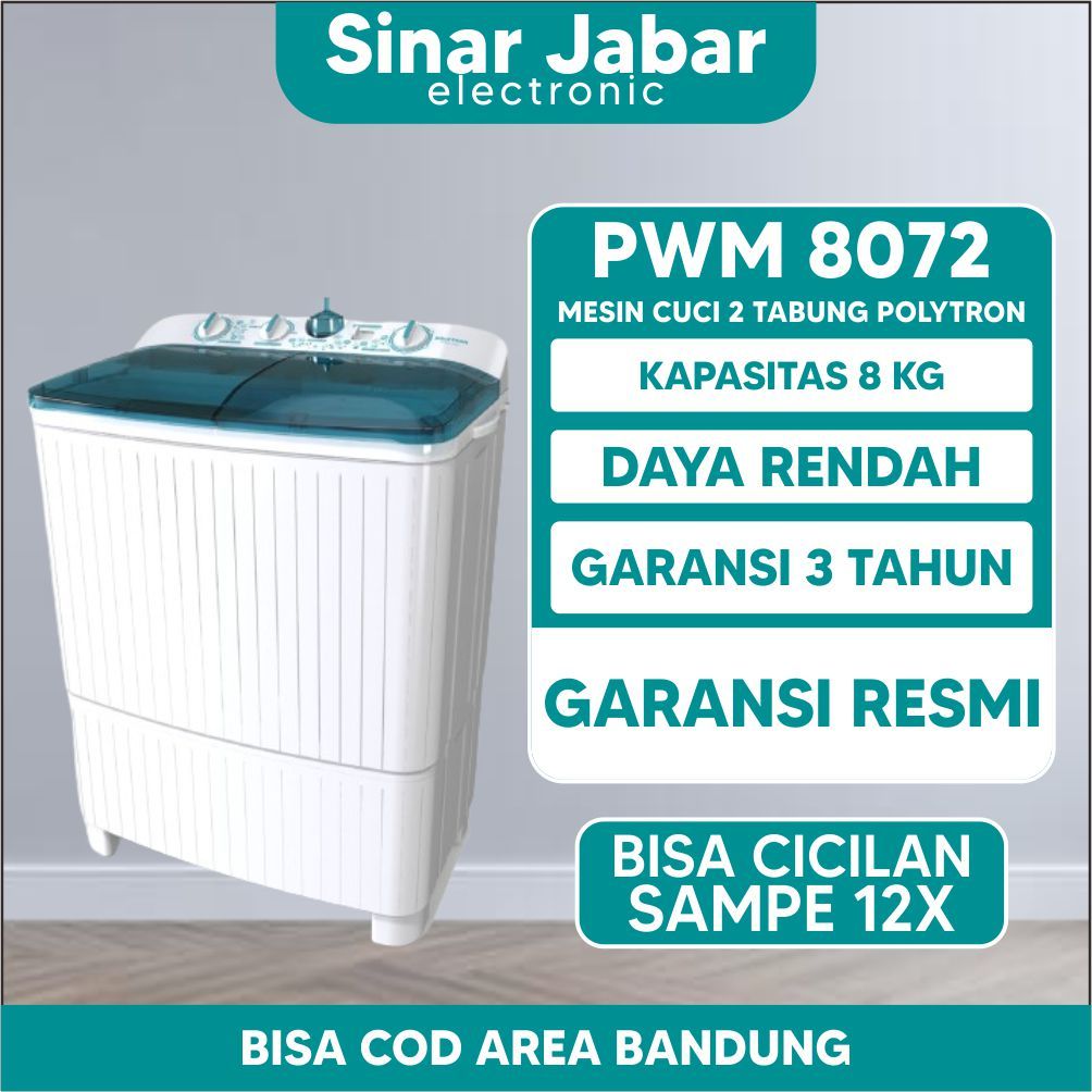 Jual Mesin Cuci 2 Tabung Polytron PWM 8072 Kapasitas 8 Kg Original ...