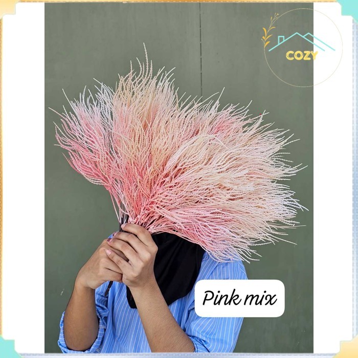 Jual BUNGA ARTIFICIAL AKSESORIS RUMPUT 5 CABANG PENDEK PASTEL DEKORASI ...