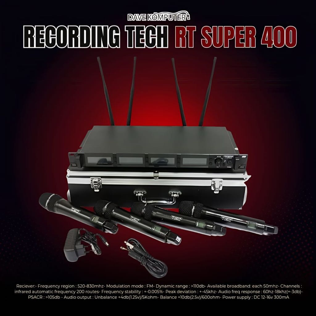Jual Recording Tech RT Super400 / Super 400 4 Channel Wireless Mic ...