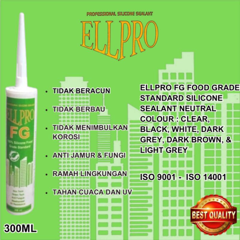 Jual Lem Silikon Wadah Makanan ELLPRO FG Food Grade Anti Toxic Silicone ...