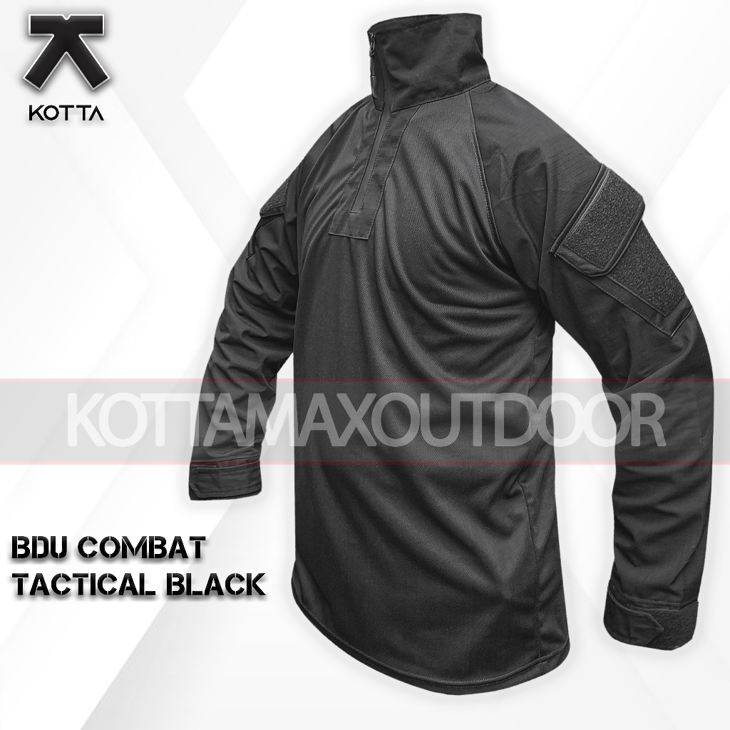 Jual Shirt Baju BDU Tactical Lengan Panjang Tni Dry fit Combat Black Hitam Ripstop Unisex ...