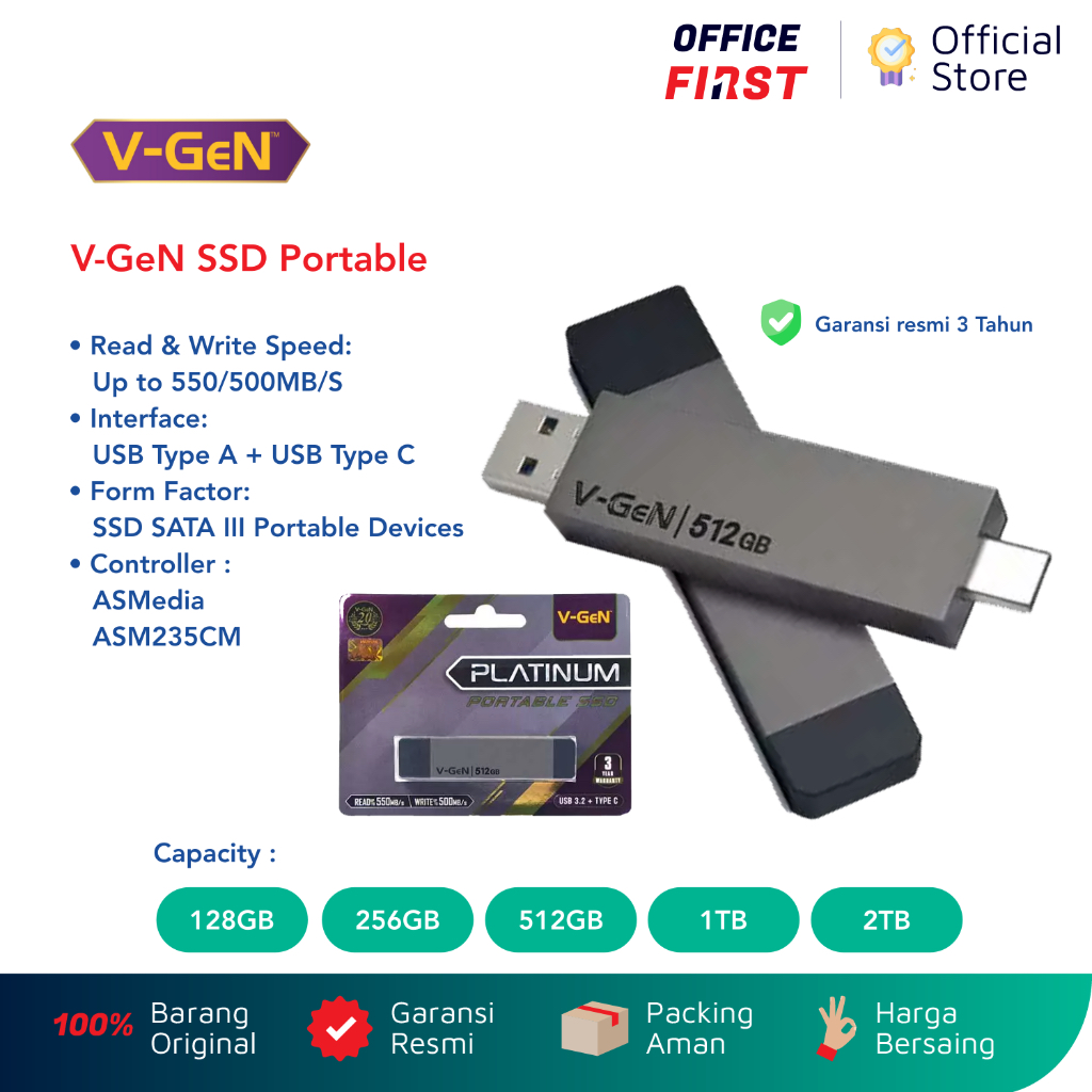 Jual SSD Portable V-GeN Platinum 128GB 256GB 512GB 1TB 2TB USB 3.2 Type ...