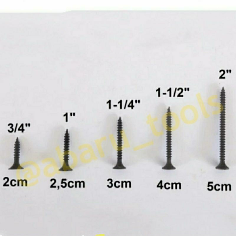 Jual Skrup Gypsum Sekrup Gipsum Drywall Screw 1 KOTAK berat 1KG ukuran 1 inch DAN 2 INCH ...