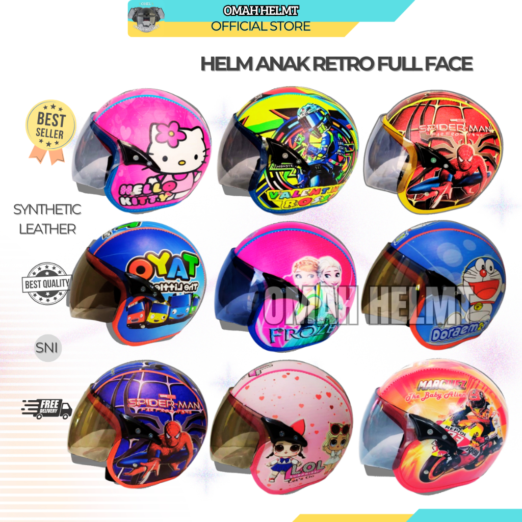 Jual HELM MOTOR ANAK RETRO FULL FACE USIA 2 3 4 5 6 7 TAHUN | Shopee ...