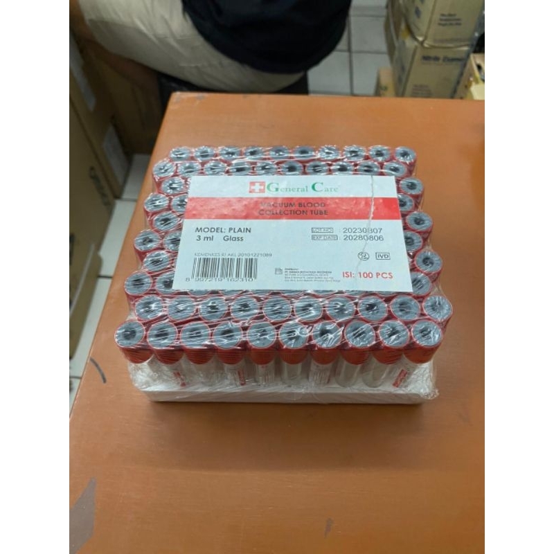 Jual Tabung darah merah / Tabung PLAIN 3ML GLASS Promo tabung plain 3 ...
