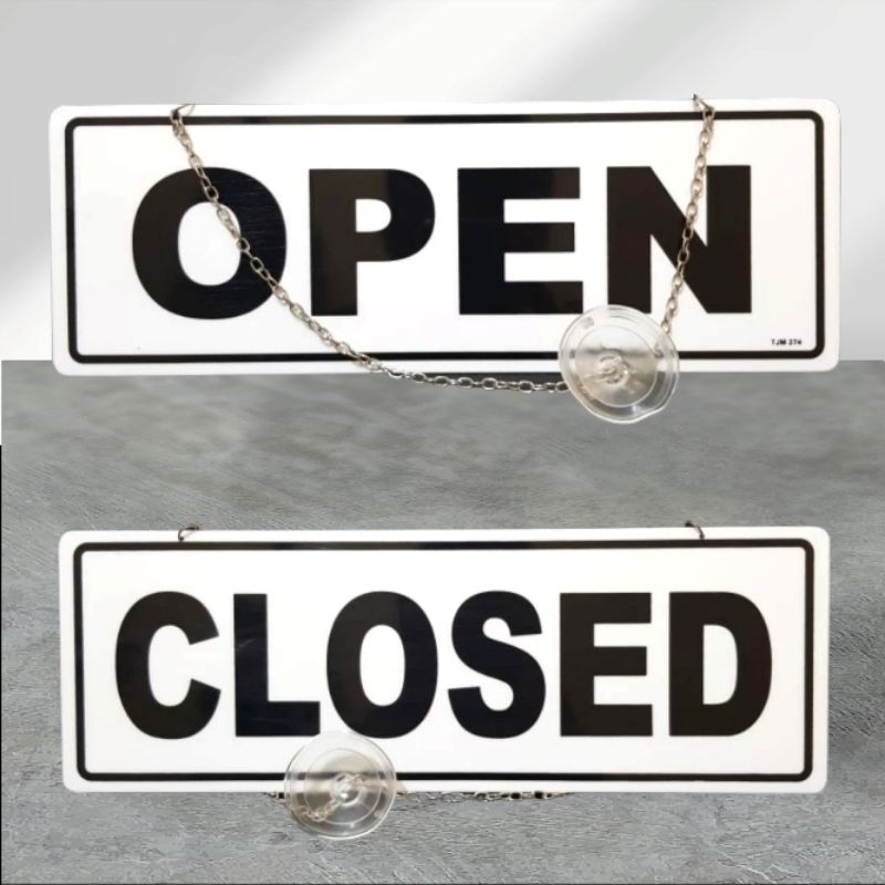 Jual Papan akrilik sign OPEN - CLOSED hitam putih | Shopee Indonesia