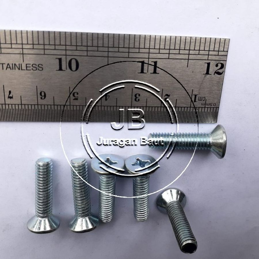 Jual BAUT JF M6 X 25 FLAT HEAD SEKRUP M6X25 PANJANG 2,5CM 2,5 CM 6X25 6 X 25 MM BAUT 10 OBENG ...