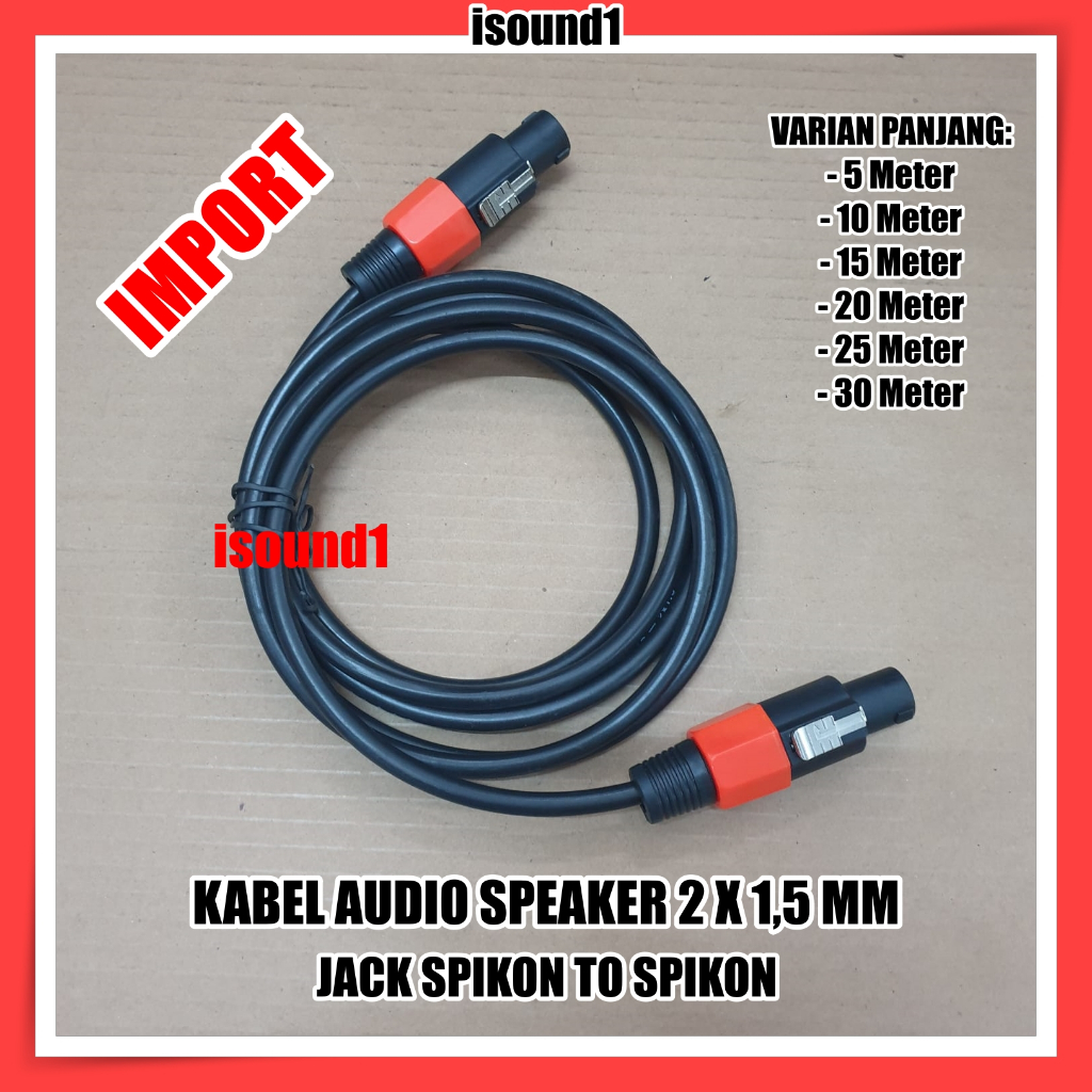Jual KABEL AUDIO SPEAKER 2 X 1,5 MM JACK SPIKON TO SPIKON 5 10 15 20 25 ...