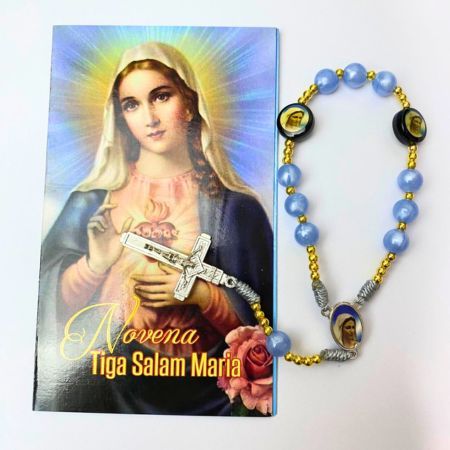 Jual bundle doa rosario novena tiga salam maria MOTE LILIN PAREL METALIK BIRU dan panduan doa ...