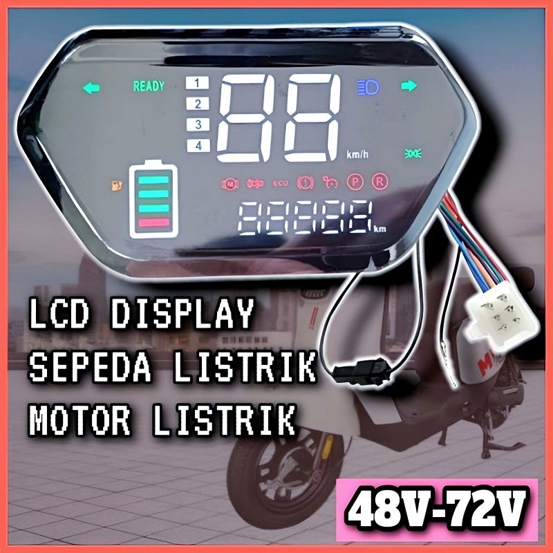 Jual LCD DISPLAY SEPEDA LISTRIK 48V 60V 72V UNIVERSAL SPEEDOMETER MOTOR ...