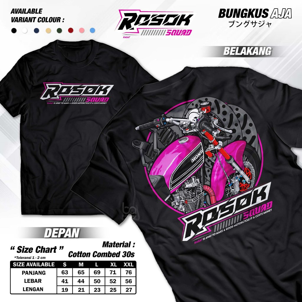 Jual Kaos Racing Rosok Squad Honda Gank Tshirt Motor Herex CB GL MP ...