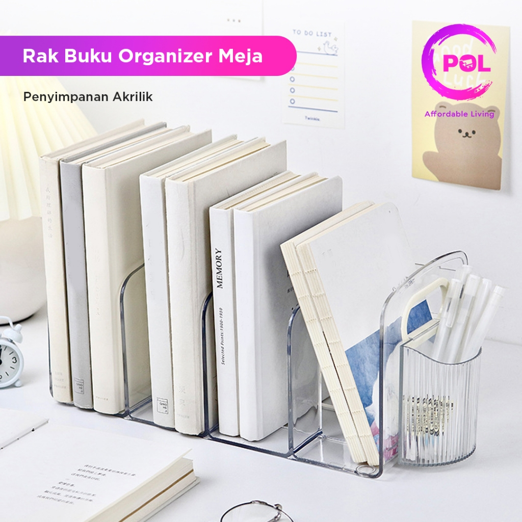 Jual POL - Rak Buku Organizer Meja Akrilik 4 Sekat | Shopee Indonesia