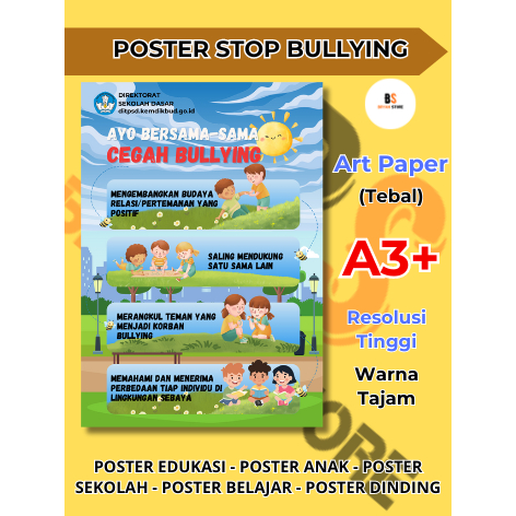 Jual Poster Anti Bullying Stop Bullying Cegah Bullying– Poster Edukasi Anak – Poster Belajar ...