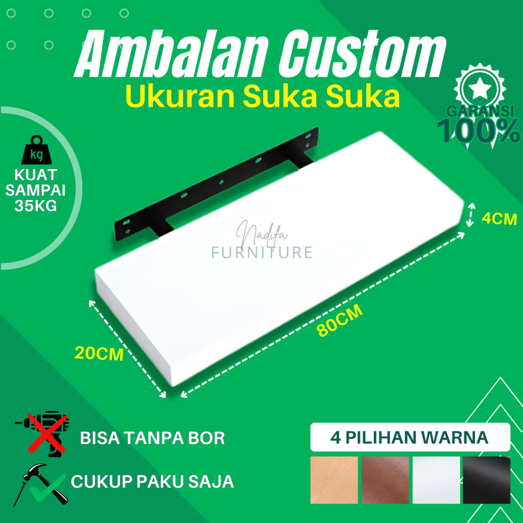 Jual Rak Ambalan COSTOM UKURAN SUKA SUKA Dinding Minimalis Hiasan Papan ...