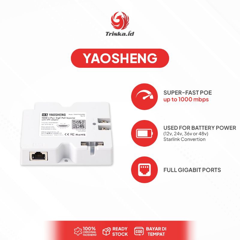 Jual Yaosheng 150W 2-in-1 PoE Injector Starlink Gen 2 | Shopee Indonesia