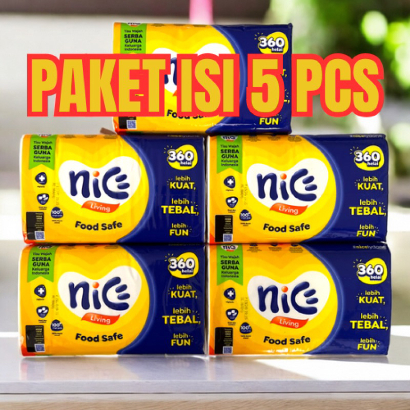 Jual [PAKET 5 Pcs] TISU NICE TISU MURAH Nice Living Facial Tissue 2ply ...