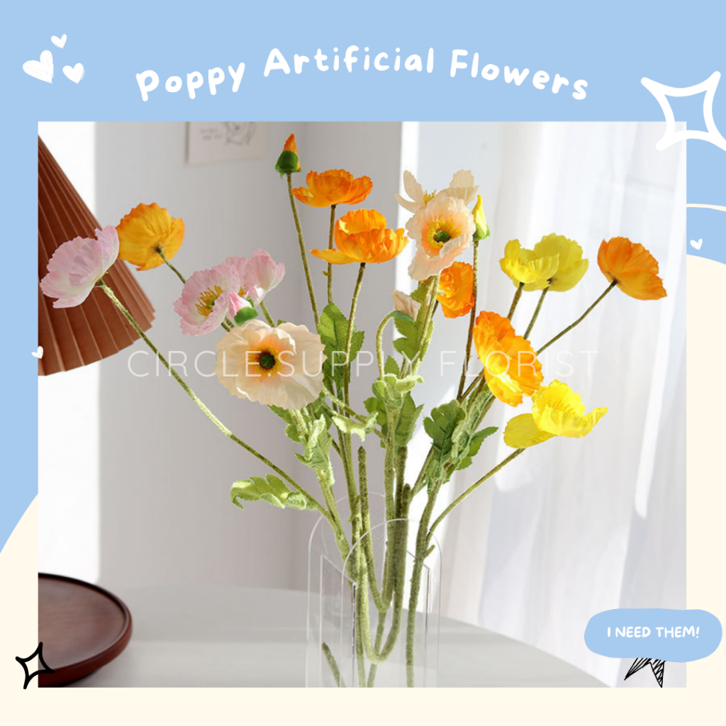 Jual [ Artificial Poppy 4 Cabang] - Bunga Imitasi Poppy 1 Tangkai 4 ...