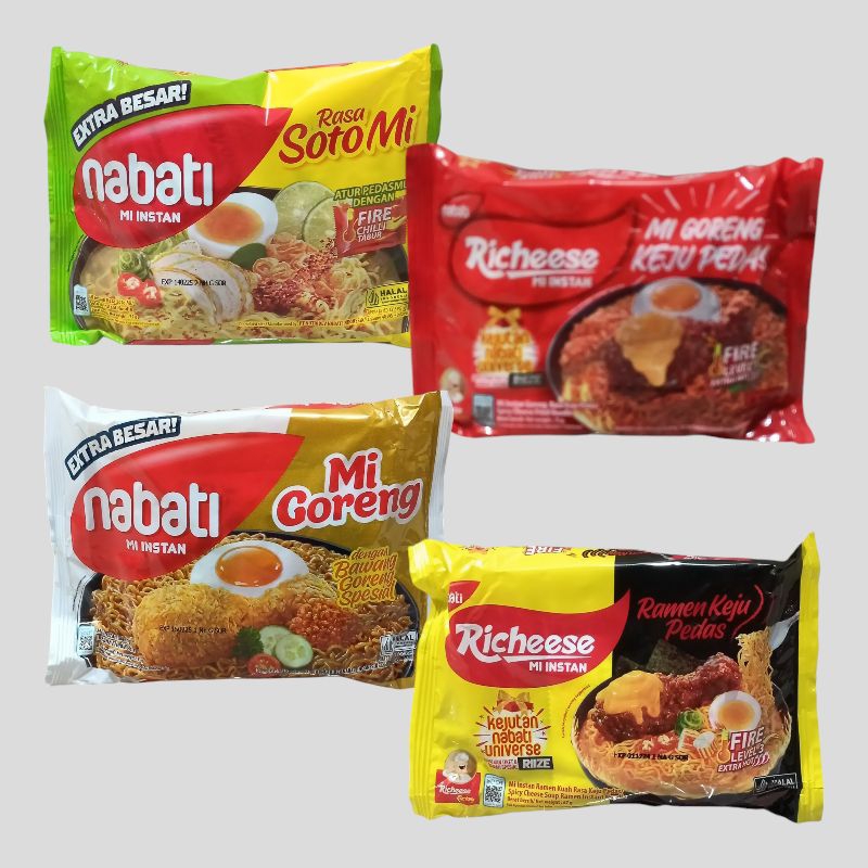 Jual NABATI Mie Goreng & Rebus Keju Ramen Pedas Level 3 Mie Instan 70gr ...