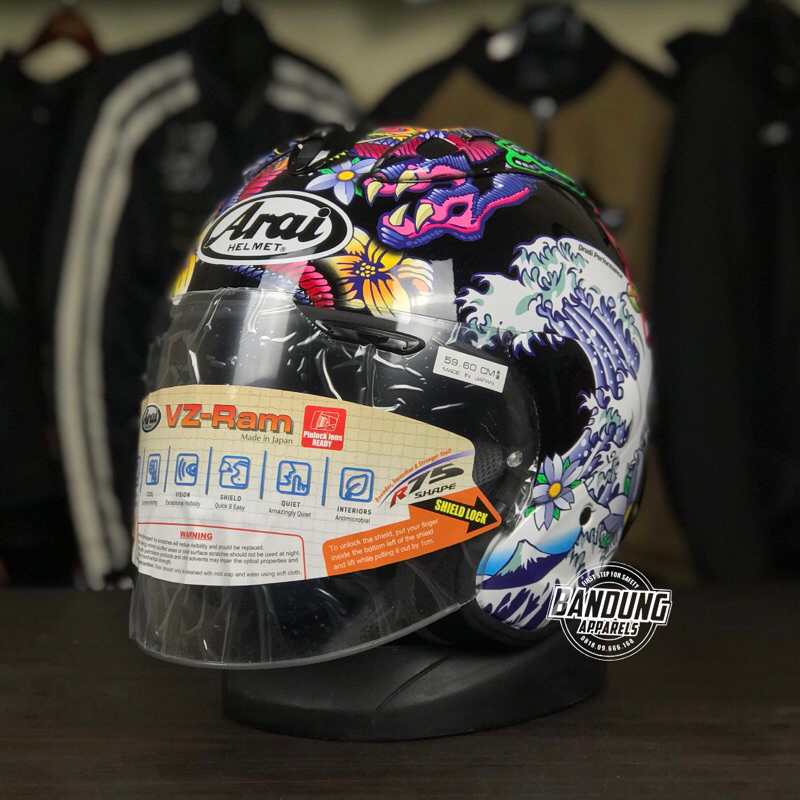 Jual Arai Half Face VZ Ram Oriental Black Gloss Series Helm Halfface Japan | Shopee Indonesia