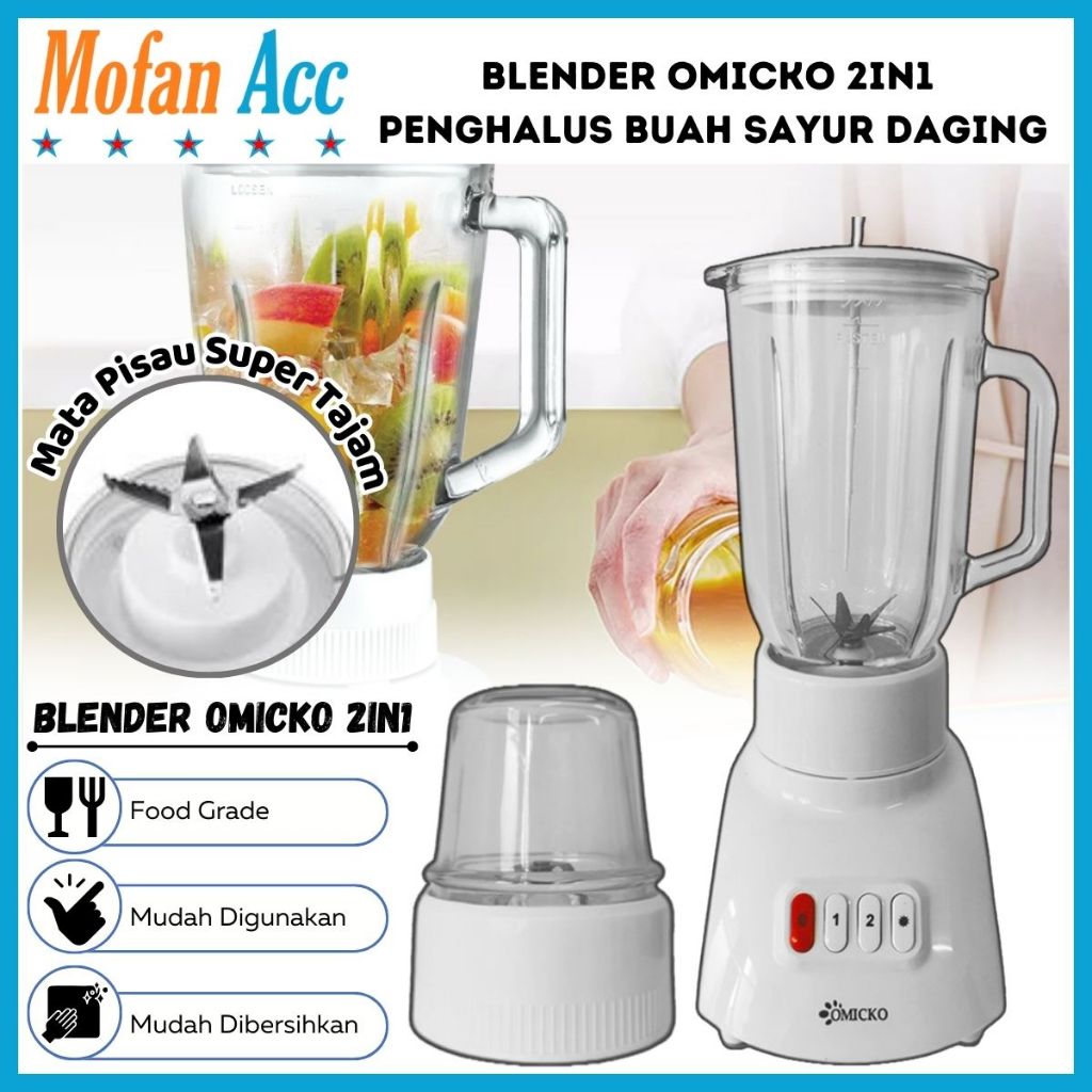Jual Blender Omicko 2in1 1 Liter Bahan Kaca Plastik / Alat Mesin ...