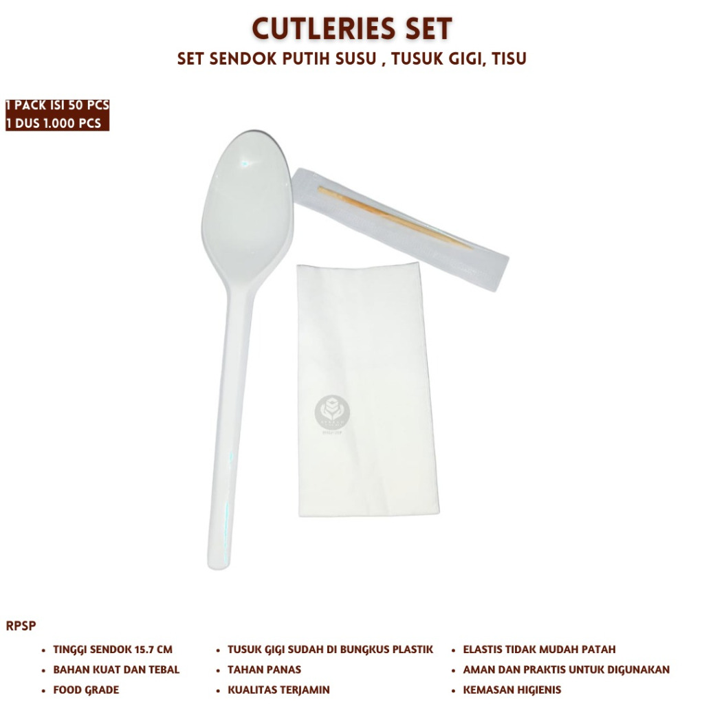 Jual Cutleries Set Sendok Tisu Tusuk Gigi Sendok Makan (Isi 50 Set-RPSP ...