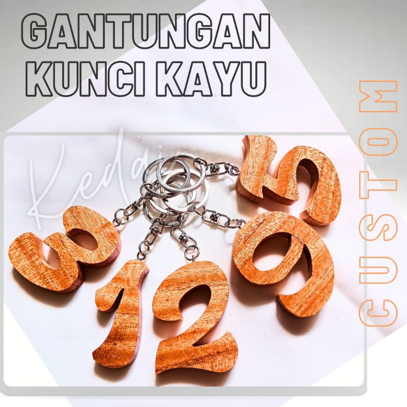 Jual Ganci Gantungan Kunci Kayu Angka & Huruf Inisial Custom | Shopee ...