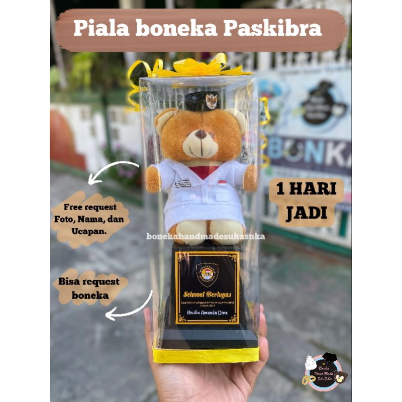 Jual Piala Boneka Bear Pengibar Bendera Paskibra Paskibraka 2024 Custom ...