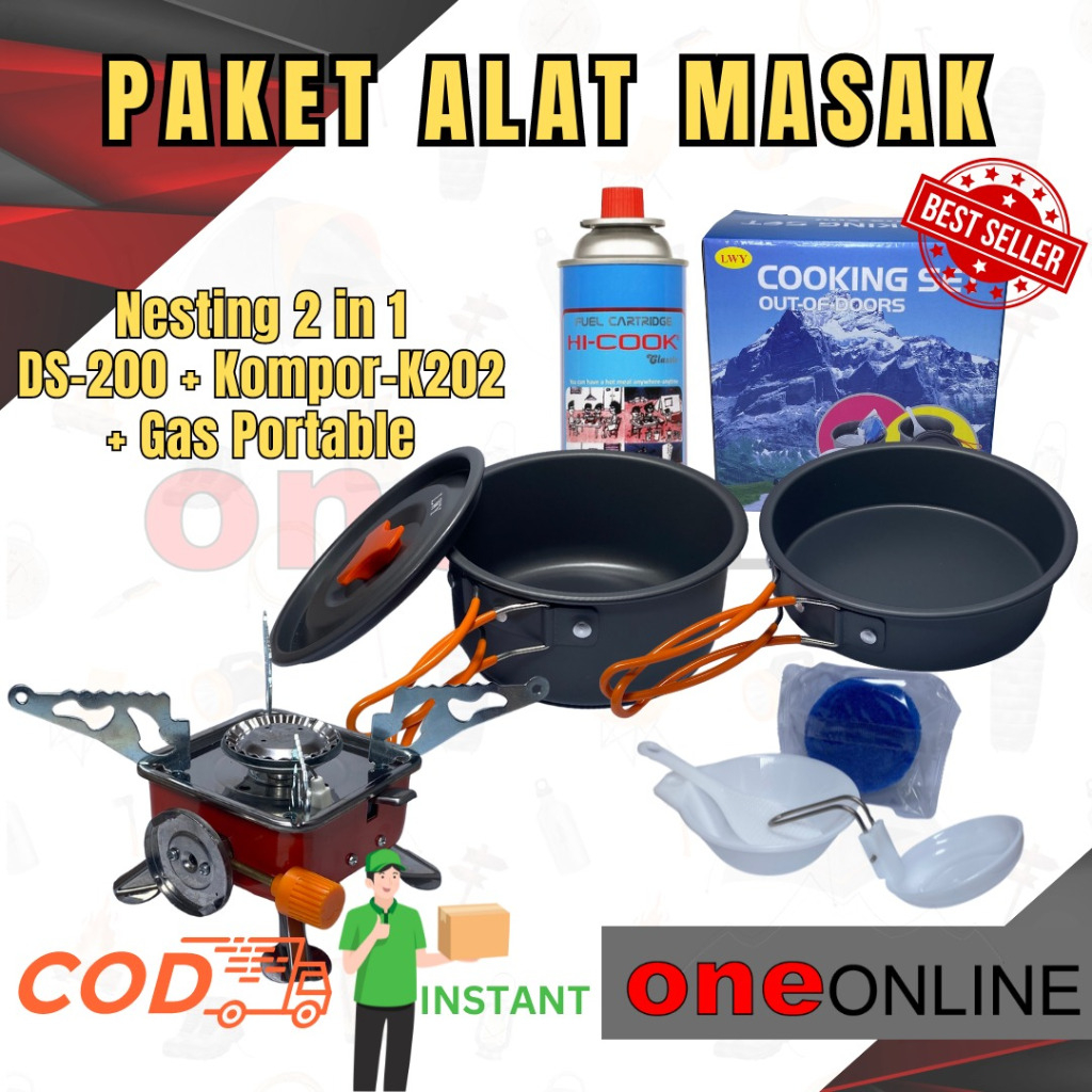 Jual Alat Masak Kemping Gunung Cooking Set Nesting 2 Person, Kompor ...