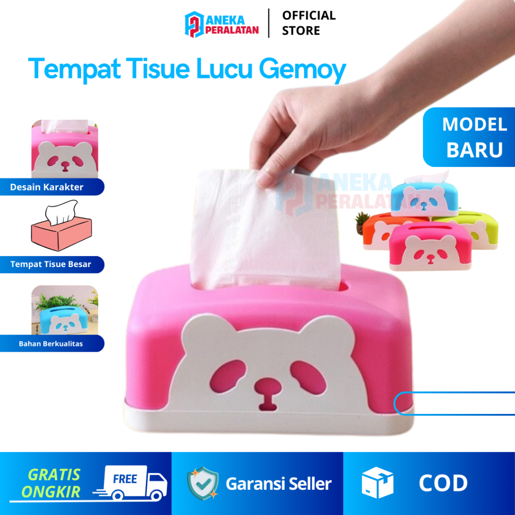 Jual Tempat Kotak Tisu Karakter Motif Gambar Pandan Lucu Warna Pink ...