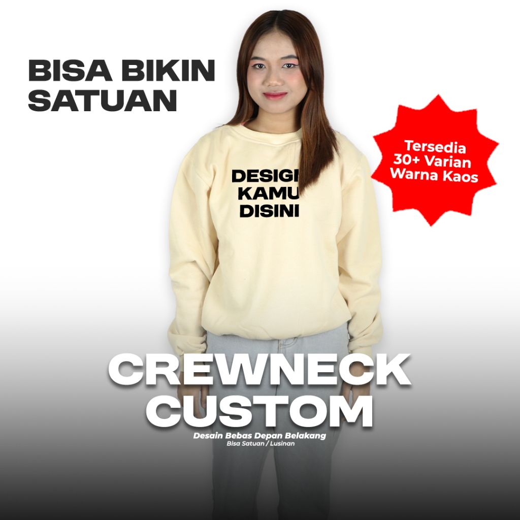 Jual Sweater Custom 1 Sisi Sablon Gambar Sweatshirt Crewneck Pria ...