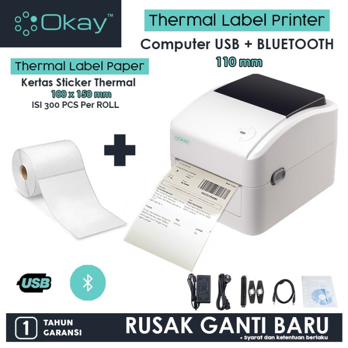 Jual OKAY D100 BW BL Printer label pengiriman barcode thermal Max ...