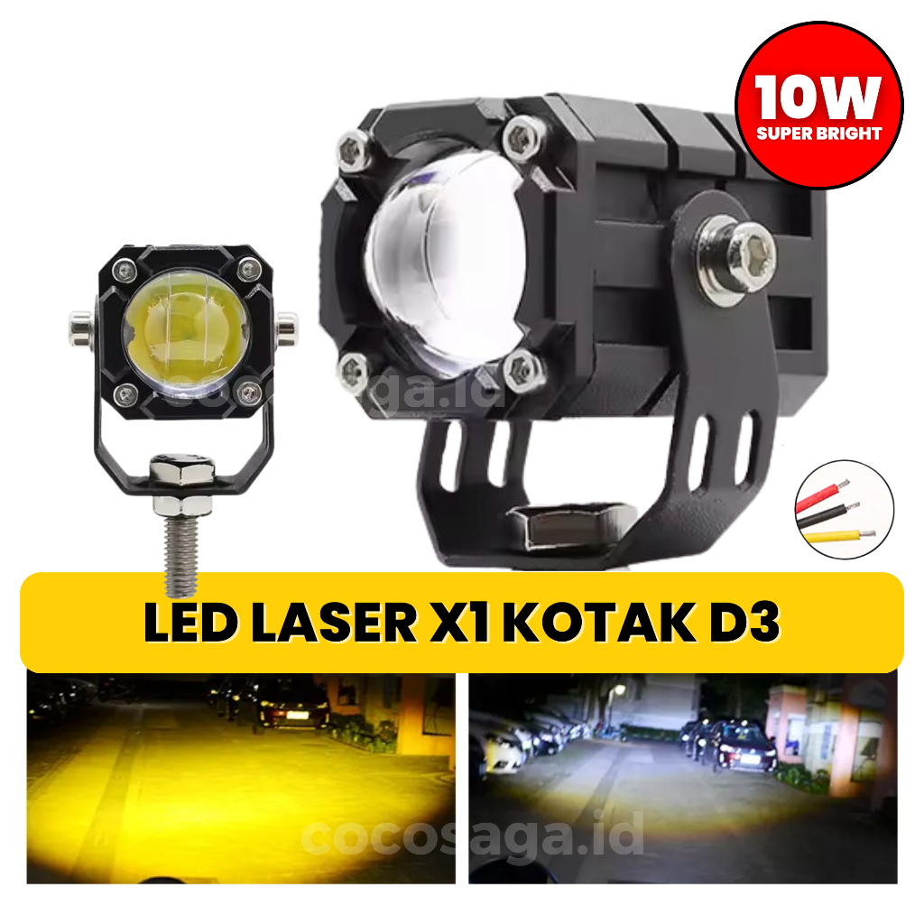 Jual Lampu Tembak LED Laser X1 Kotak D2 D3 12-24v DC Kuning Putih ...