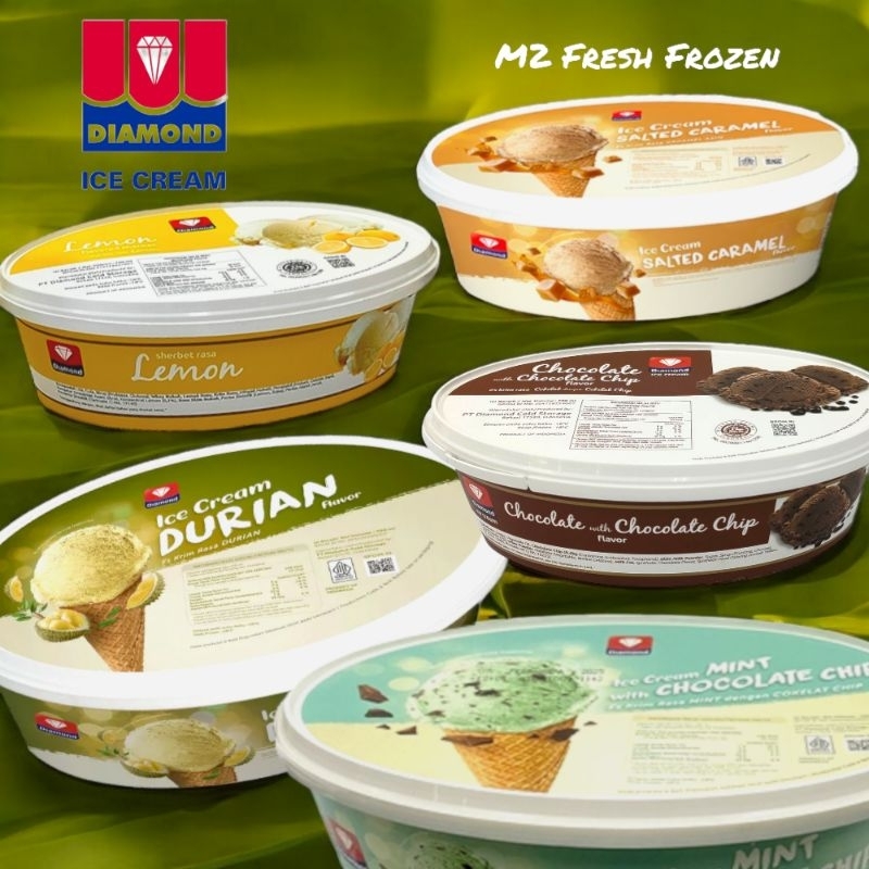 Jual Ice Cream Diamond 700ml | Salted Caramel | Mint With Choco Chips ...