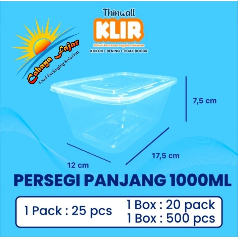 Jual Kotak Thinwall 1000ml REC Merk DM/Klir isi 25pcs | Shopee Indonesia