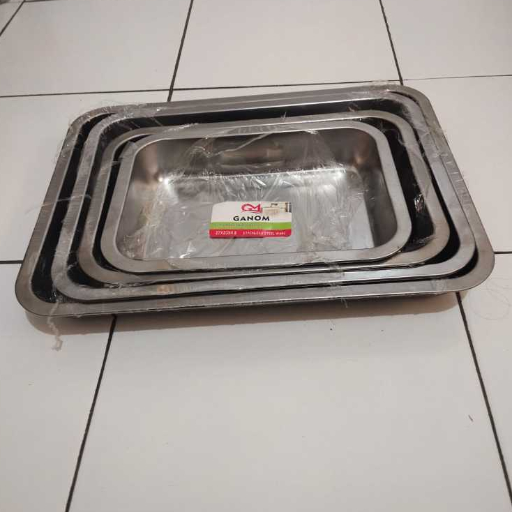 Jual nampan stainless steel ganom/nampan segi ganom/loyang/ baki tebal ...