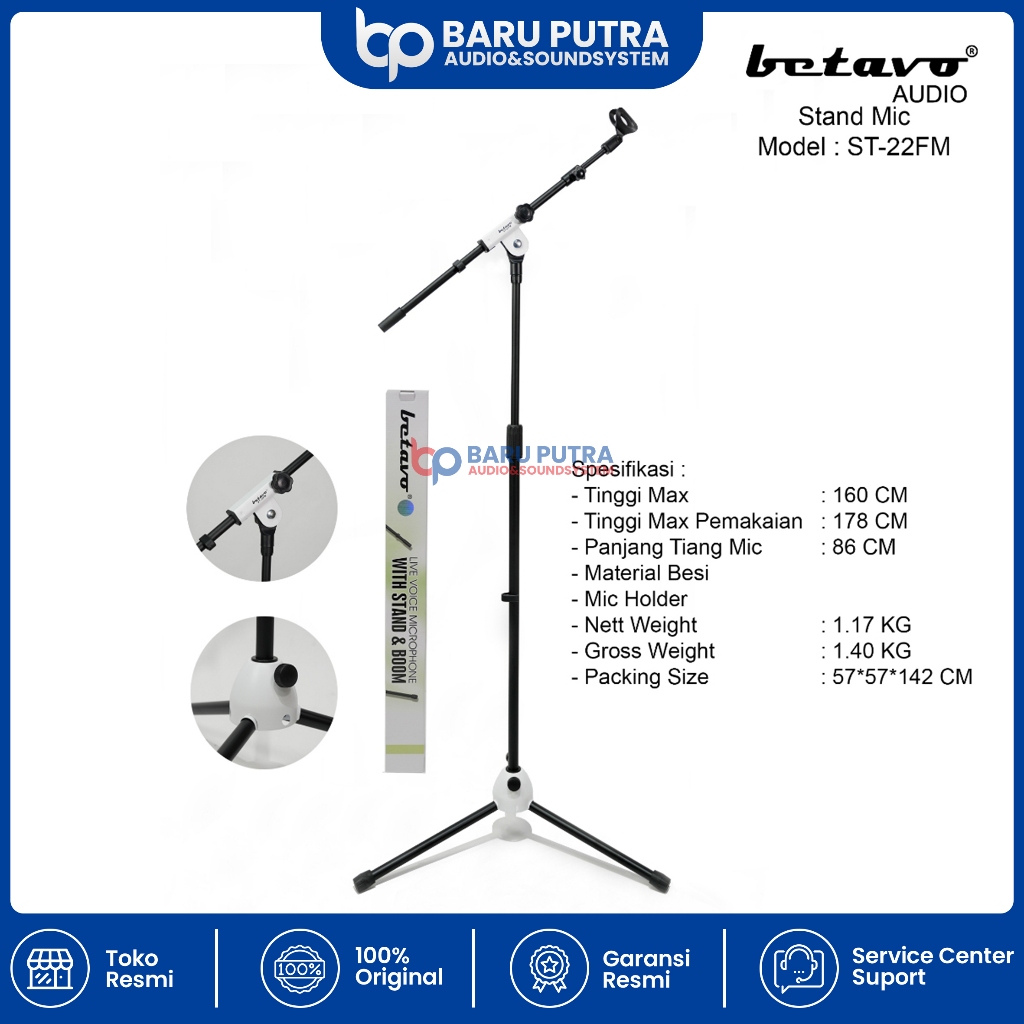 Jual Stand Mic BETAVO ST-22FM ORIGINAL Full Besi / Stand Microphone ...