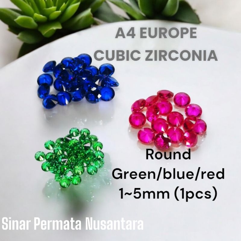 Jual BATU PERMATA CUBIC ZIRCONIA GRADE A4 / AAAA / ROUND GREEN/RED/BLU SPINEL/1 PCS | Shopee ...