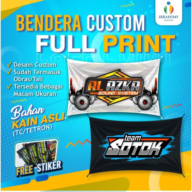 Jual Cetak Bendera kain full print, bendera sholawat, bendera sound ...