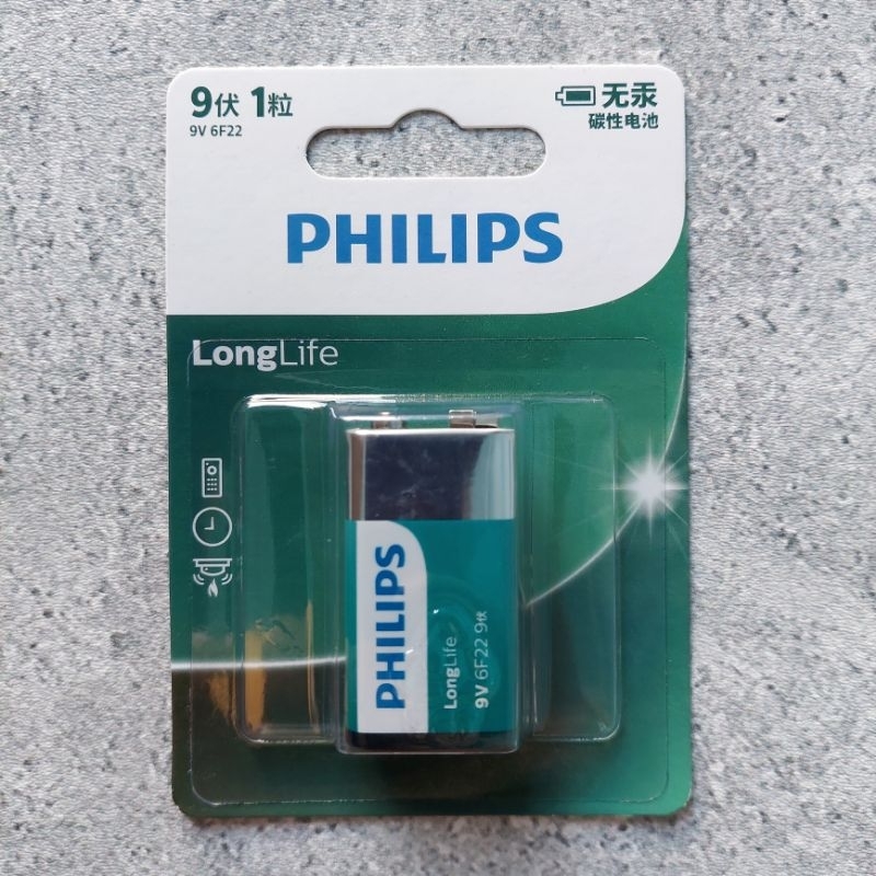 Jual Baterai kotak 9V Battery Philips 9 Volt 6F22 Long Life Super Power ...