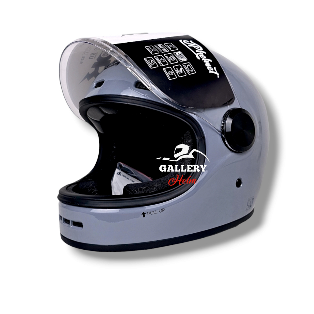 Jual Helm Cakil Jp Rokr / Helm Fullface Retro Dark Grey Glossy | Shopee ...