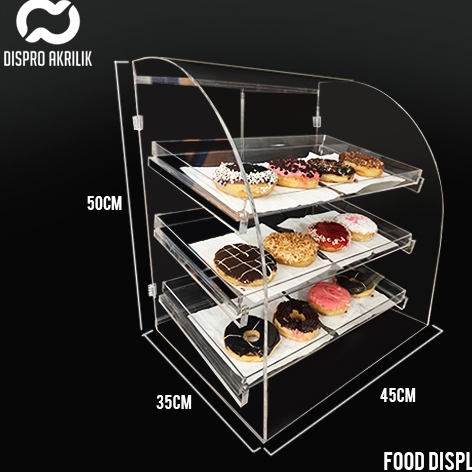 Jual Display kue akrilik 3 rak | Acrylic Food | Uk 45 x 35 x 50 cm ...