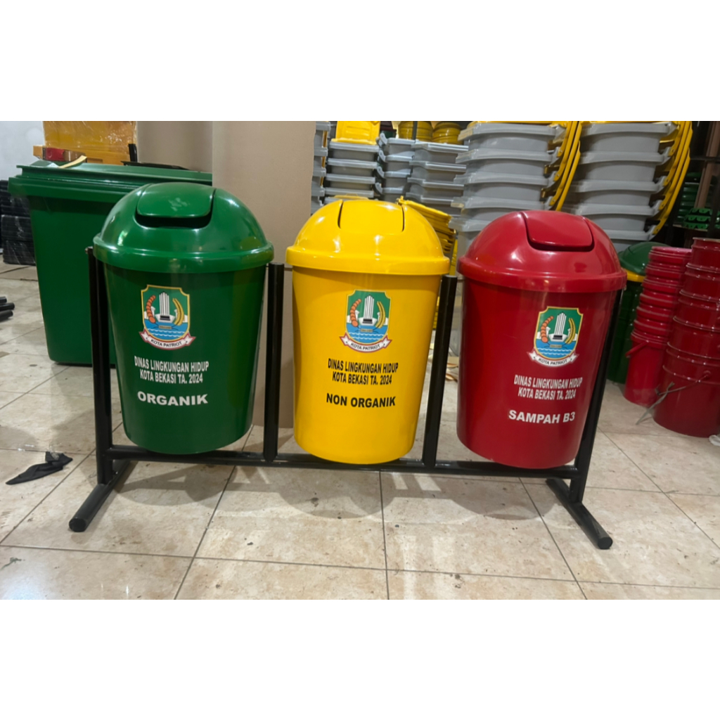 Jual tempat sampah 3 pilah kapasitas 80 litter | Shopee Indonesia