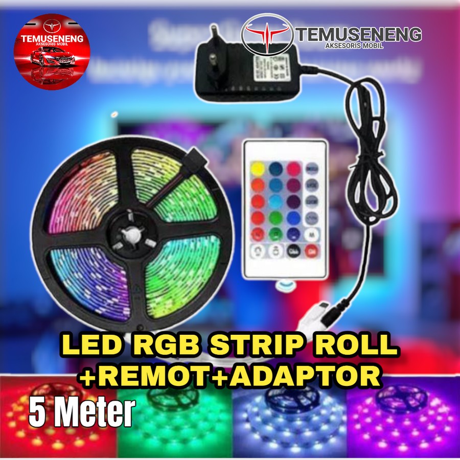 Jual Lampu Led STRIP RGB ROLL Warna Warni 5 Meter Ada Remot dan Adaptor ...