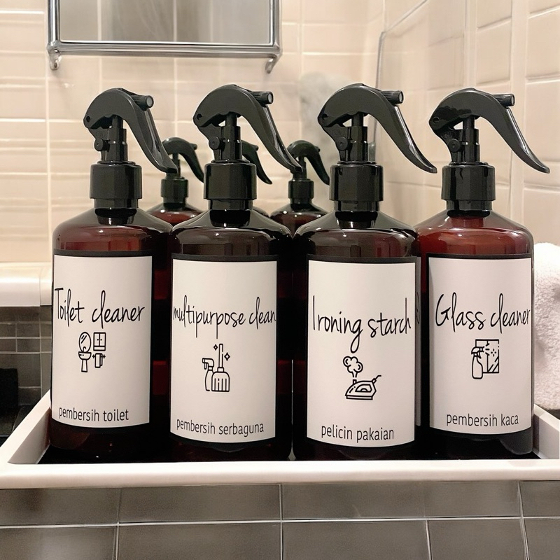 Jual botol coklat N28 spray 500ml stiker kotak . aesthetic bottle ...