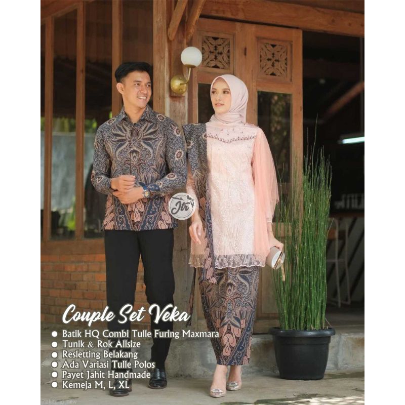 Jual Set Kebaya Kutu Baru Wisuda Modern Kebaya Set Tunik Lamaran Tunangan Batik Baju Couple VEKA ...