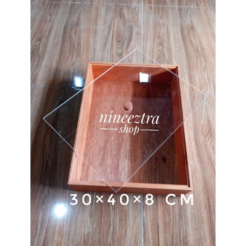 Jual Box Donat 30×40×8 Cm Tutup Angkat Acrylic Kotak donat kayu Mahoni ...
