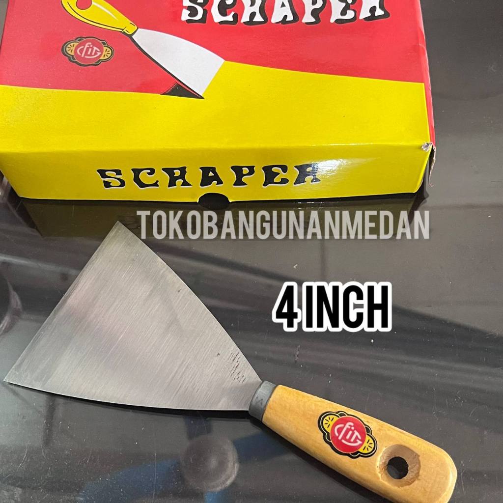 Jual Skrap sekrap dempul gagang kayu FIT 4 inch | Shopee Indonesia